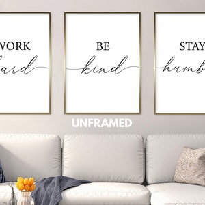 Work Hard, Be Kind, Stay Humble, Motivational/inspirational Quotes, Set ...