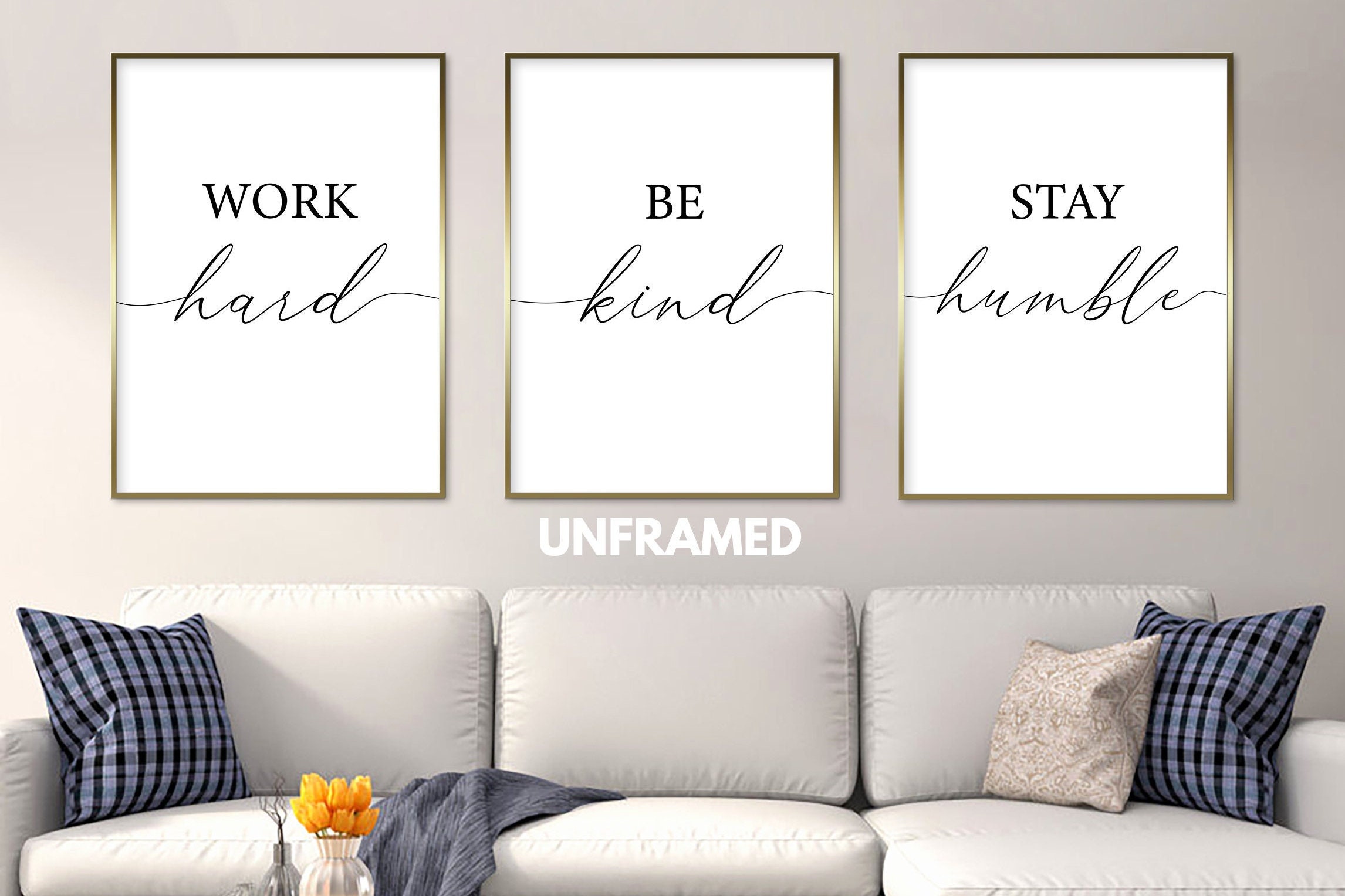 Work Hard, Be Kind, Stay Humble, Motivational Quote Poster Prints, Set ...