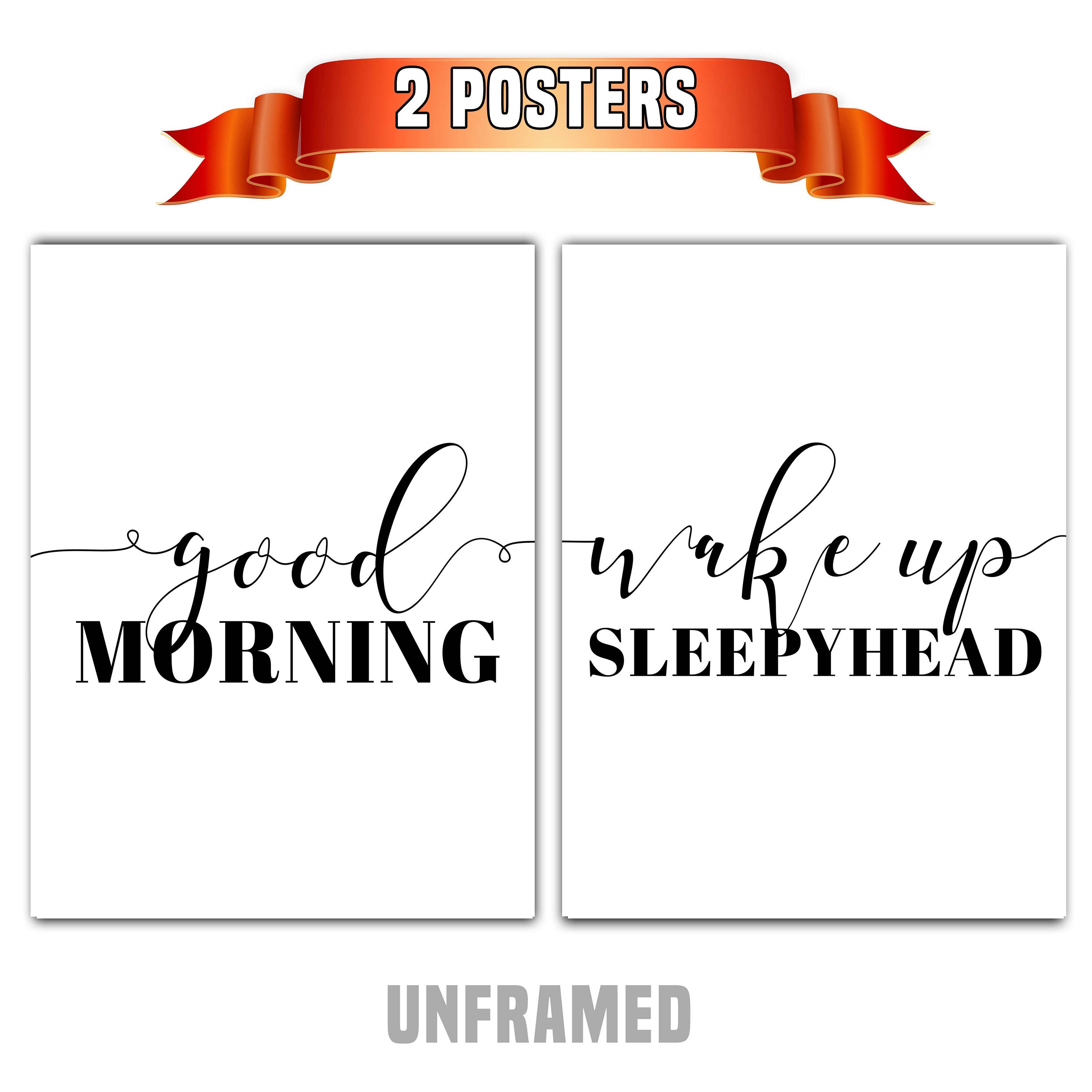 Good Morning Wake up Sleepyhead Set of 2 Prints Bedroom - Etsy UK