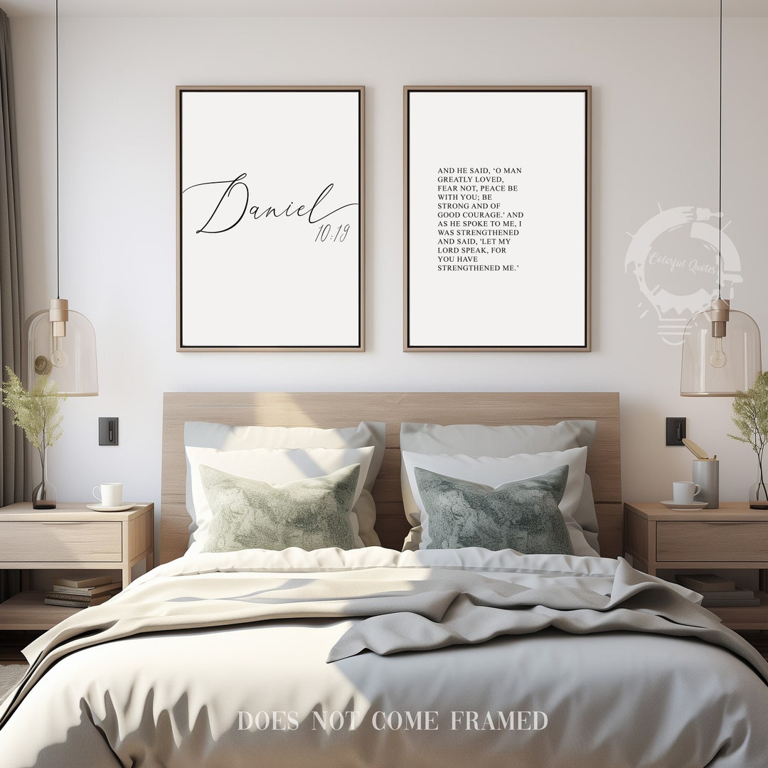 Daniel 10:19, Bible Verse Quote, Set of 2 Poster Prints, Christian Home ...