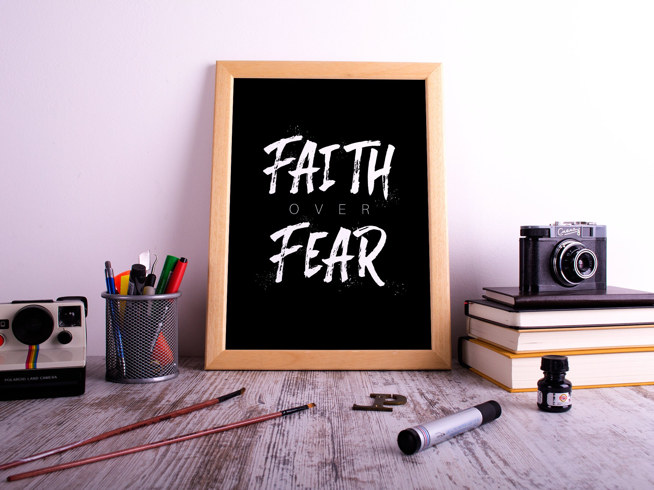 Faith Over Fear Christian Wall Art Inspirational Poster | Etsy