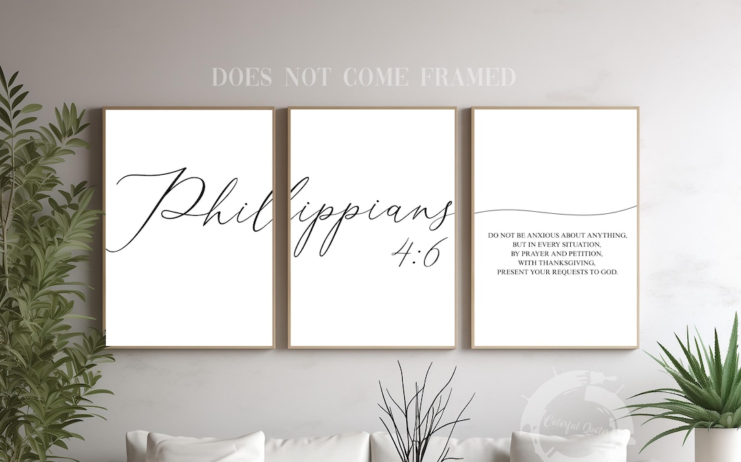 Philippians 4:6 NIV, Bible Verse Quote, Set of 3 Poster Prints ...