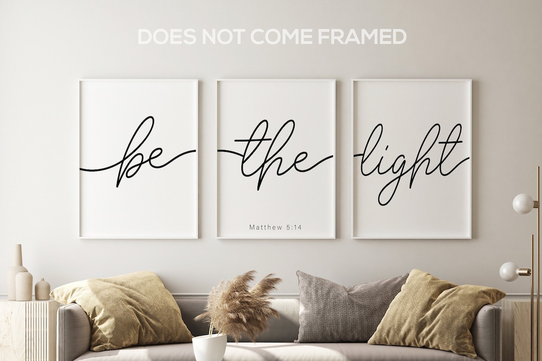 Matthew 5:14, Be the Light, Bible Verse Quote, Set of 3 Poster Prints ...