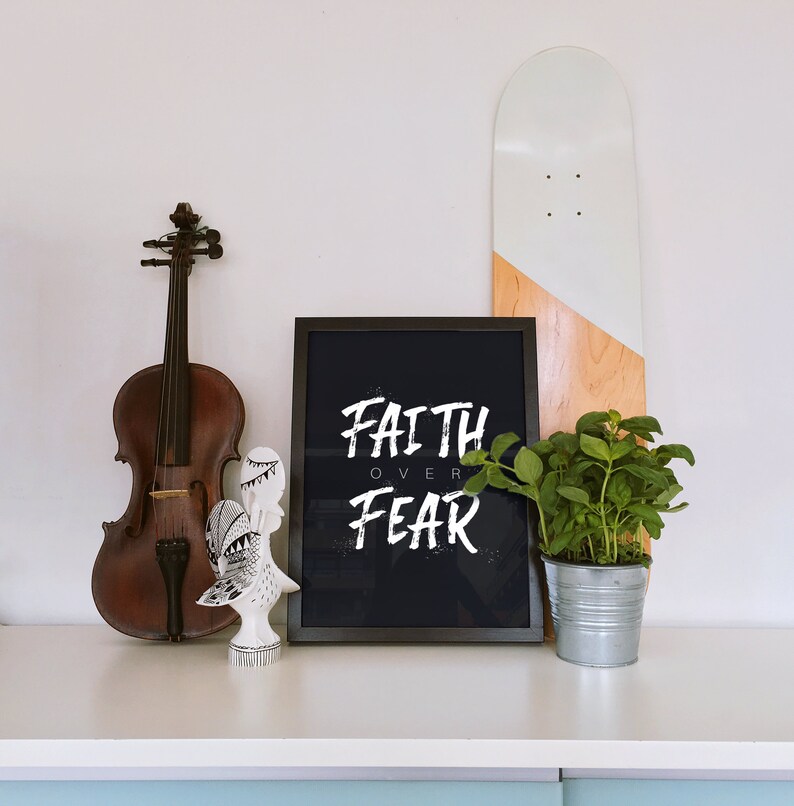 Faith Over Fear Christian Wall Art Inspirational Poster | Etsy