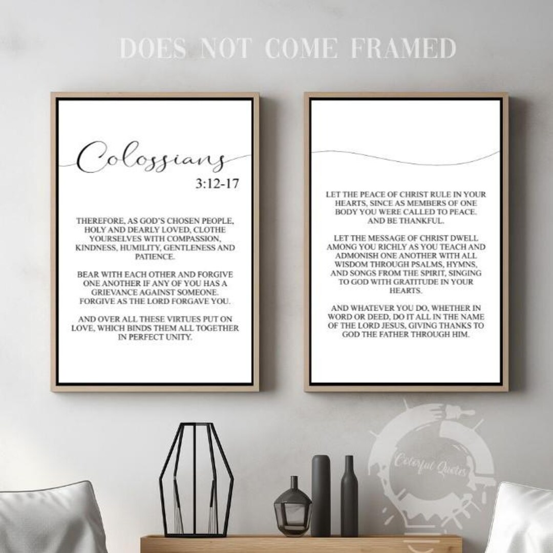 Colossians 3:12-17 Bible Verse Poster Prints - Christian Home Decor Set ...