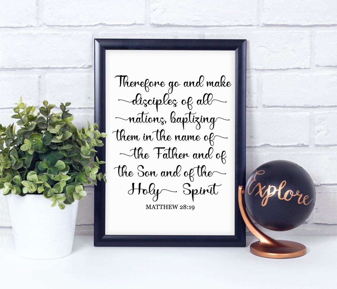Matthew 28:19, Bible Verse Quote, Poster Print, Home Wall Art Décor - Etsy