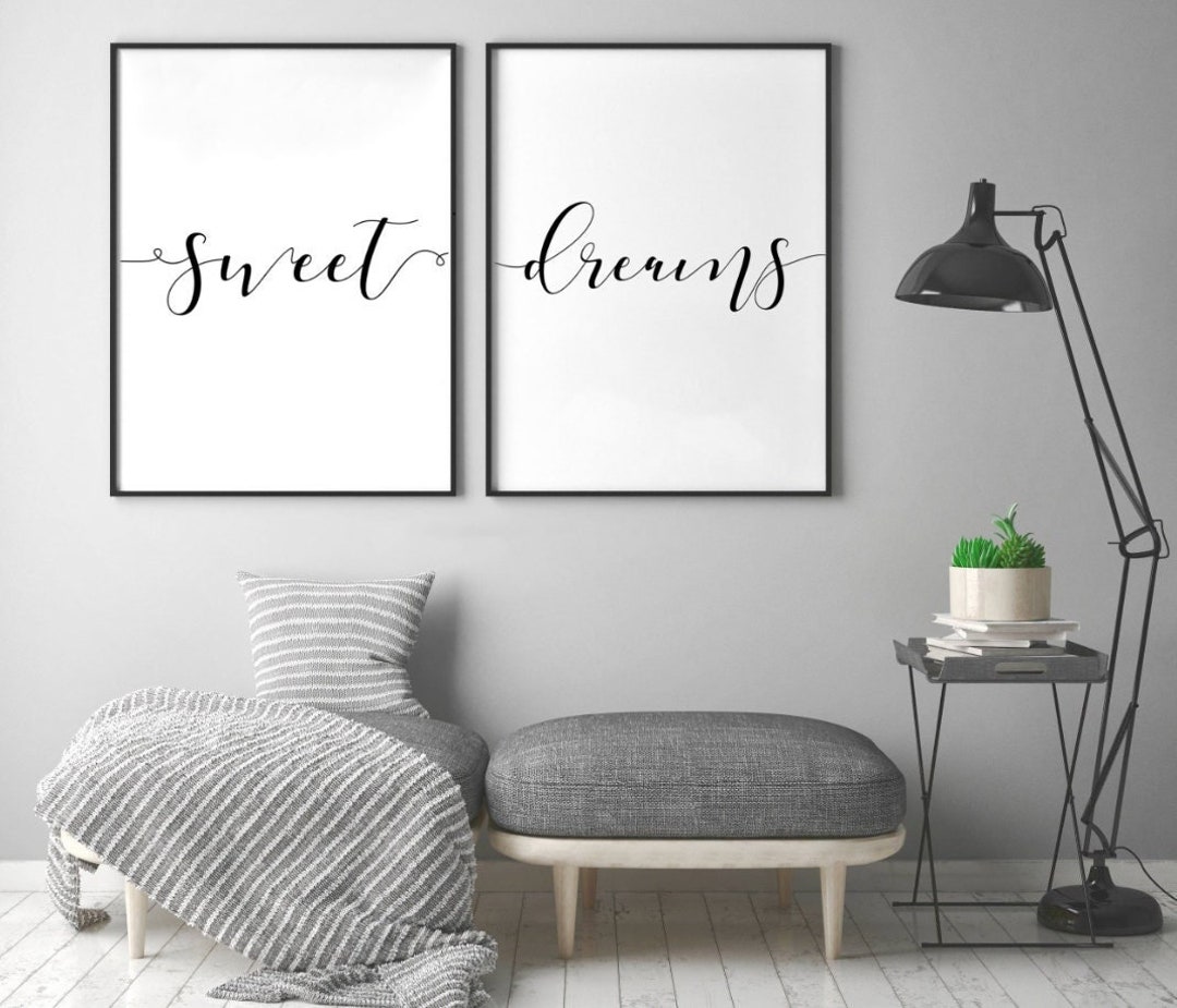 Sweet Dreams Posters, Bedroom Posters, Set of 2 Poster Prints, Home ...