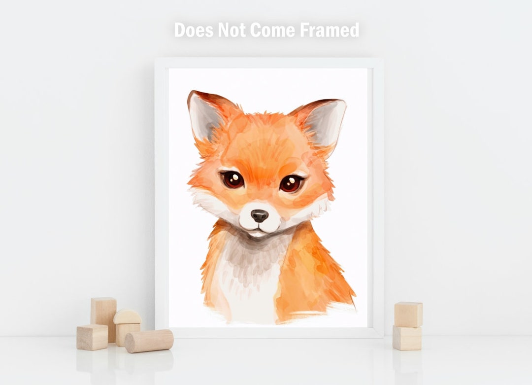 Baby Fox Nursery Wall Decor Baby Animal Poster Kid's - Etsy