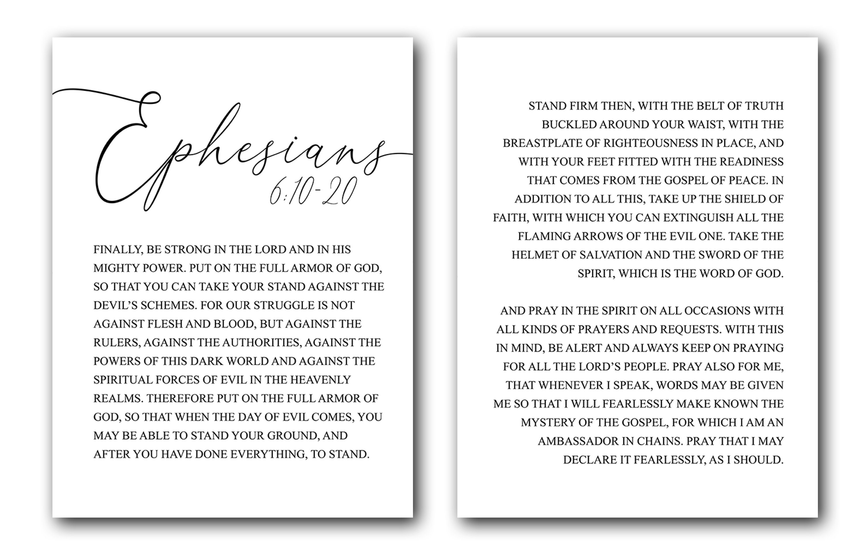 Ephesians 6:10-20 Bible Verse 2 Piece Poster Print Multiple - Etsy