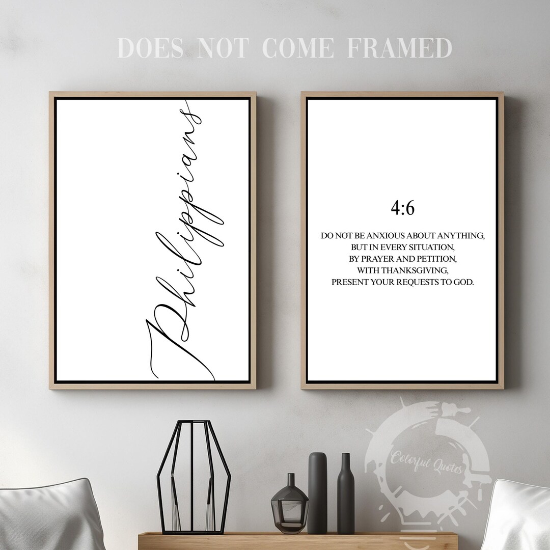 Philippians 4:6 NIV, Bible Verse Quote, Set of 2 Poster Prints ...