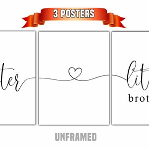 Big Sister, Little Brother, Poster for Siblings, Set of 3 Poster Prints ...