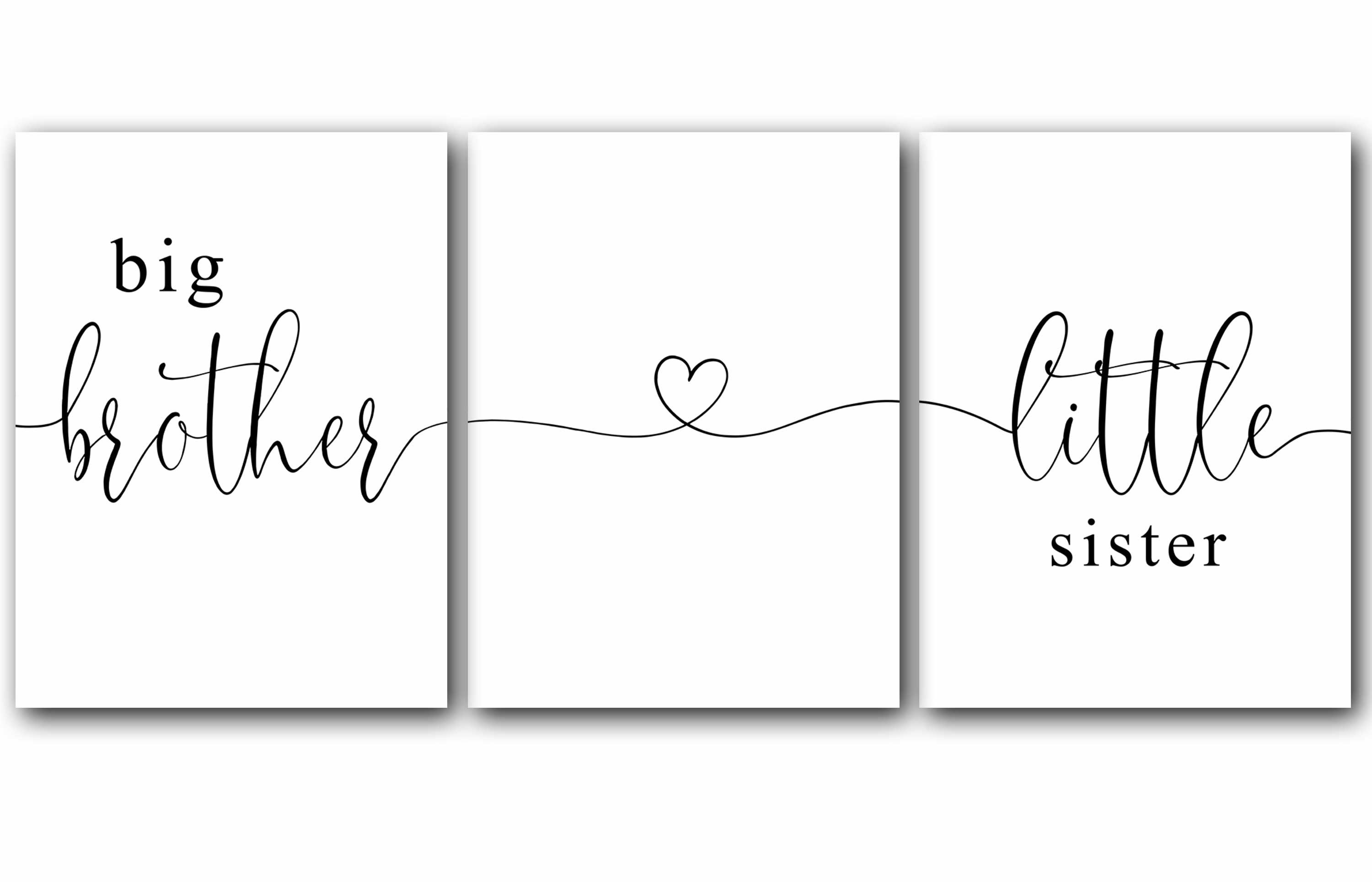 Big Brother Little Sister Set of 3 Prints Minimalist Art | Etsy