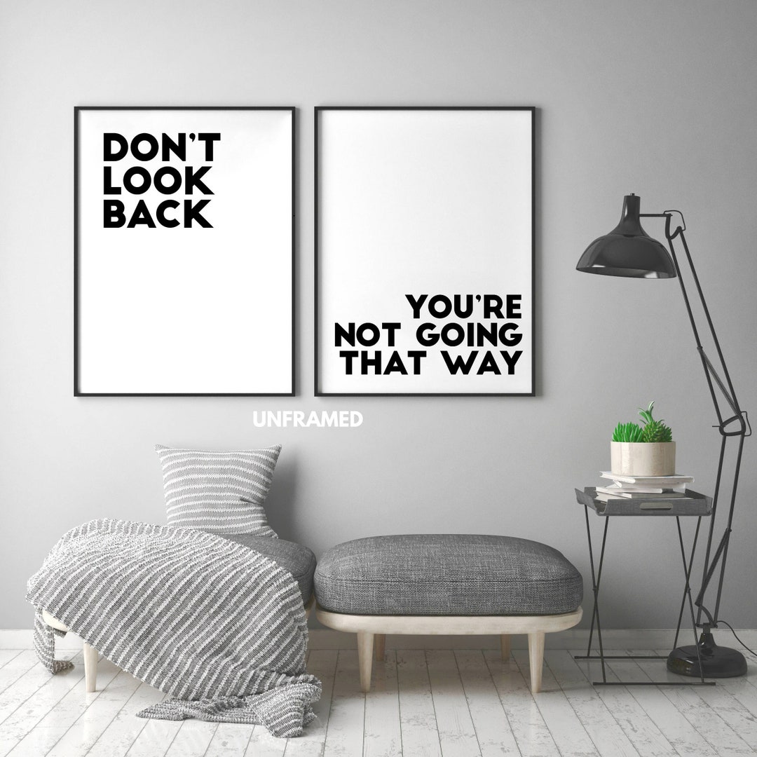 Don't Look Back, Motivational Poster Prints, Minimalist Wall Art, Set ...