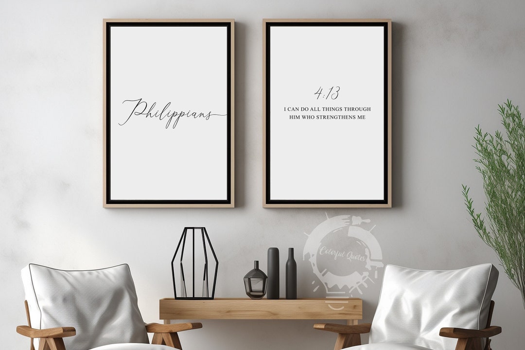 Philippians 4:13, Bible Verse Quote, Set of 2 Poster Prints, Christian ...