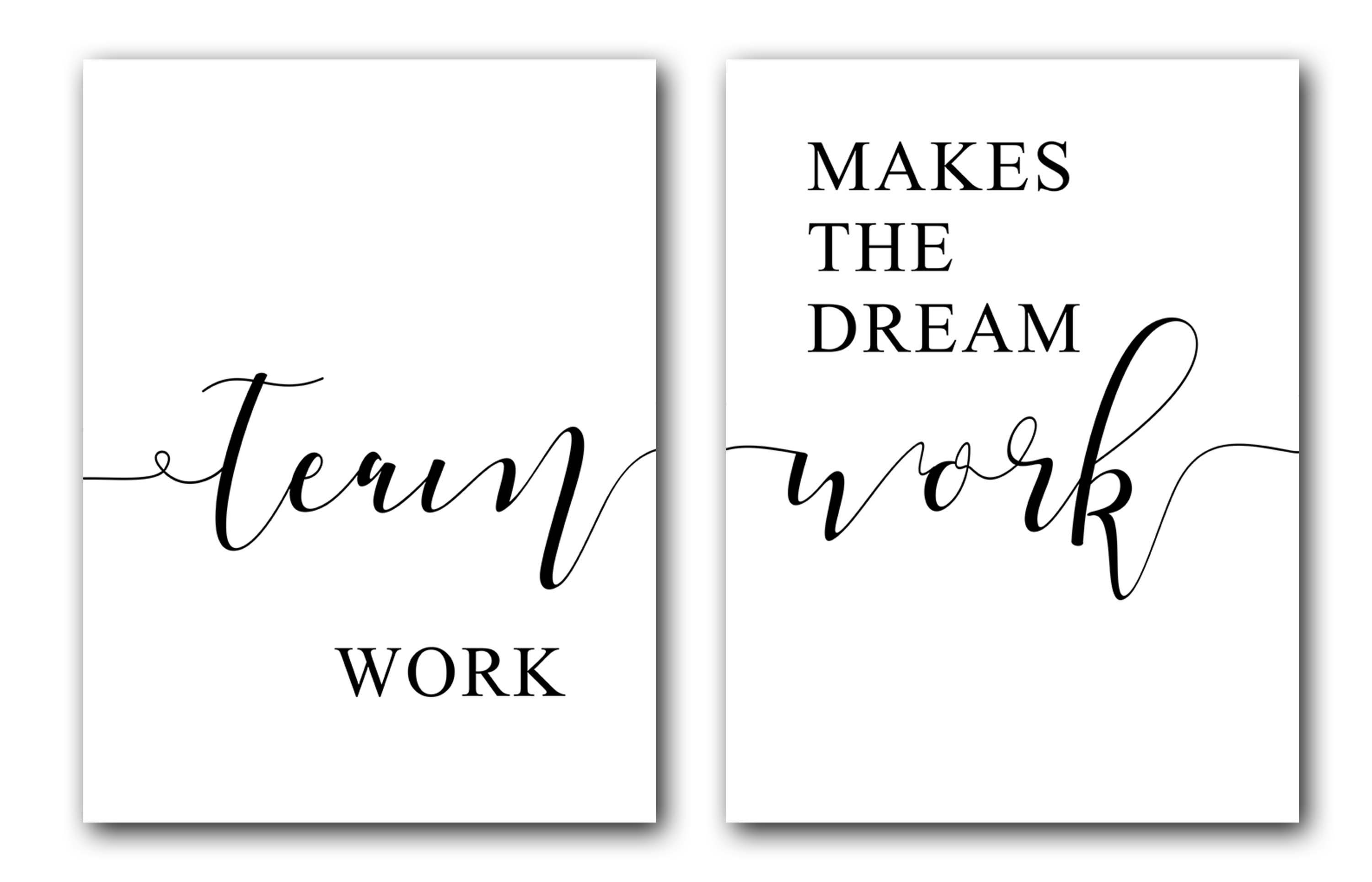 Teamwork Makes the Dream Work Wall Art Set of 2 Prints Life | Etsy