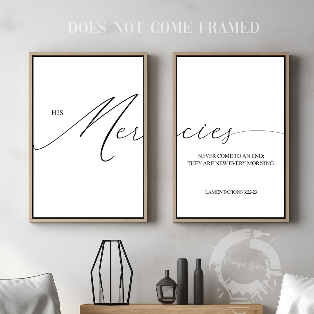 Lamentations 3:22-23, Bible Verse Quote, Set of 2 Poster Prints ...