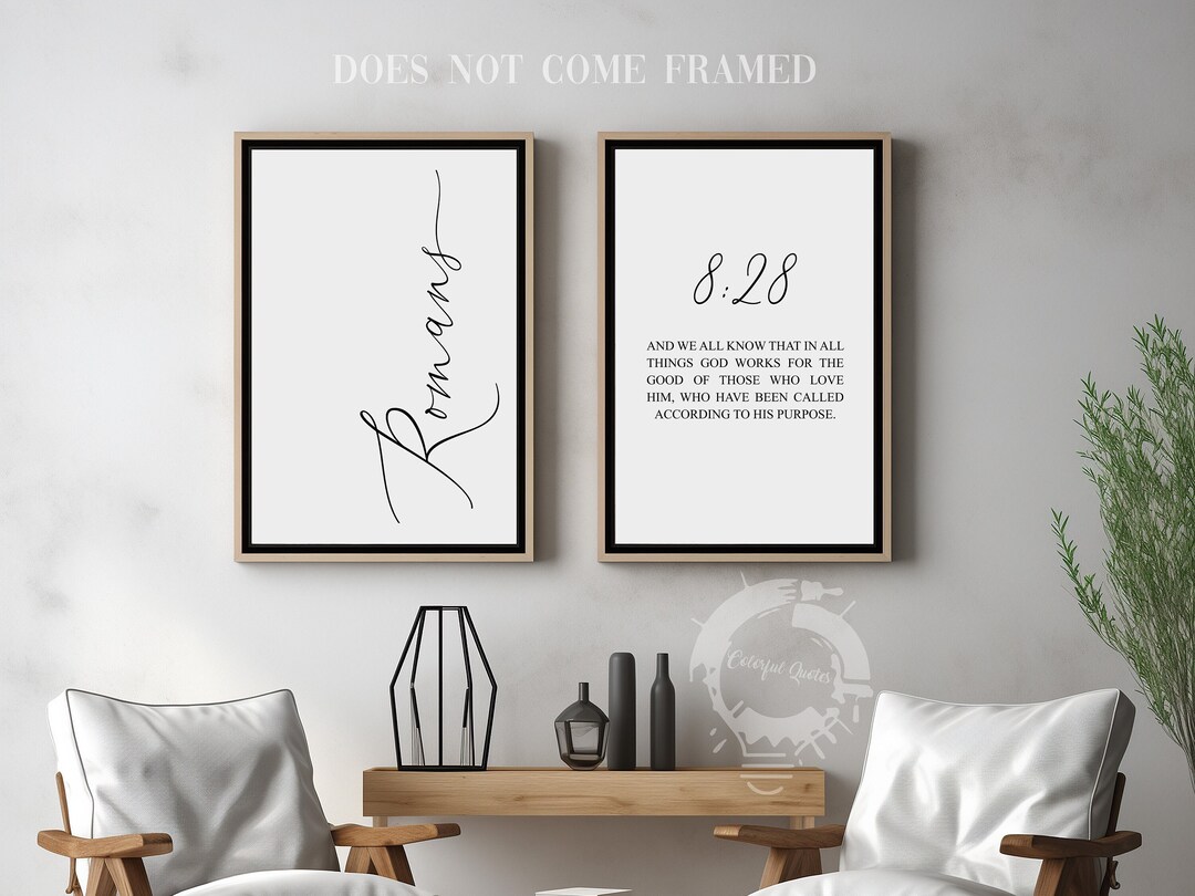 Romans 8:28, Bible Verse Quote, Set of 2 Poster Prints, Christian Home ...