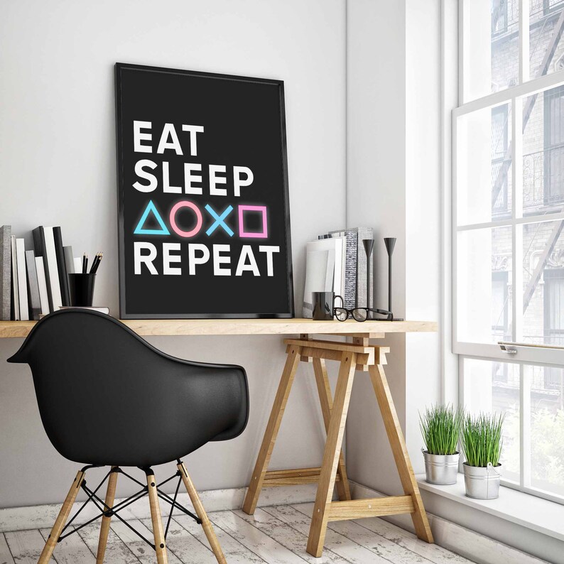 Eat Sleep Playstation Repeat Gaming Xbox Quote Typography - Etsy