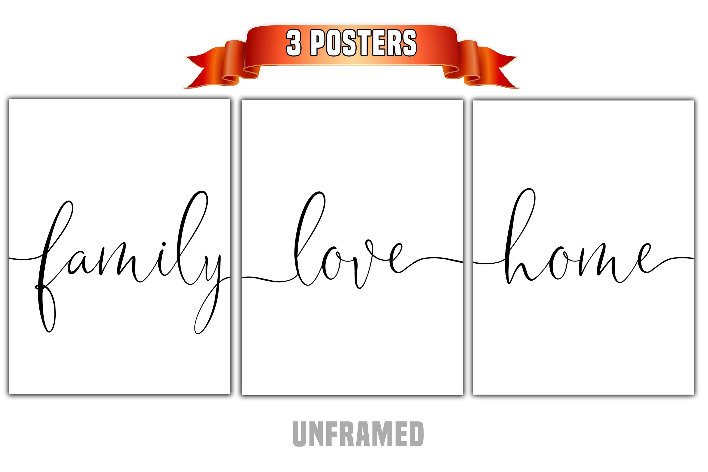 Family Love Home Set of 3 Poster Prints Minimalist Art Home - Etsy