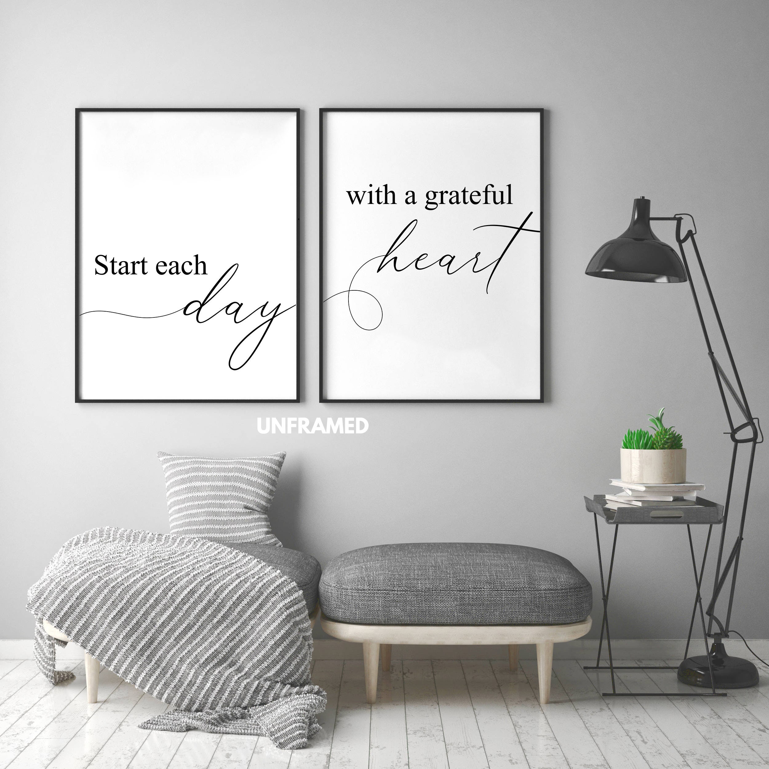 Start Each Day With a Grateful Heart Set of 2 Prints - Etsy