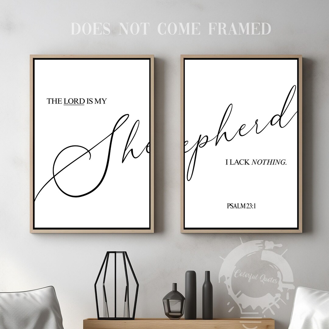 Psalm 23:1, the Lord is My Shepherd, Bible Verse Quote, Set of 2 Poster ...