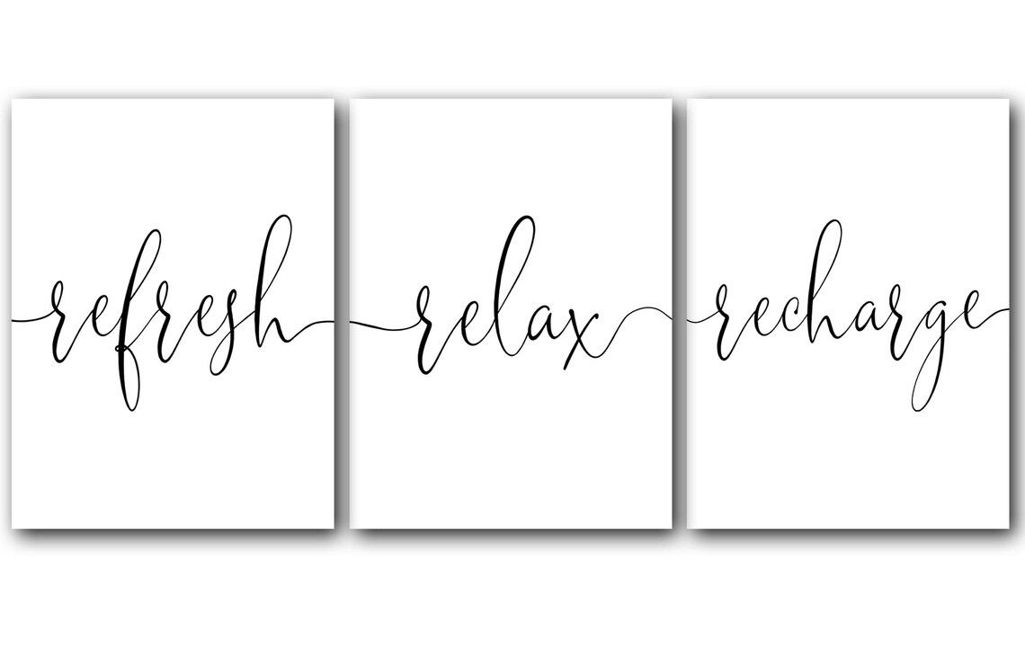 Refresh Relax Recharge Set of 3 Prints Minimalist Art Home | Etsy