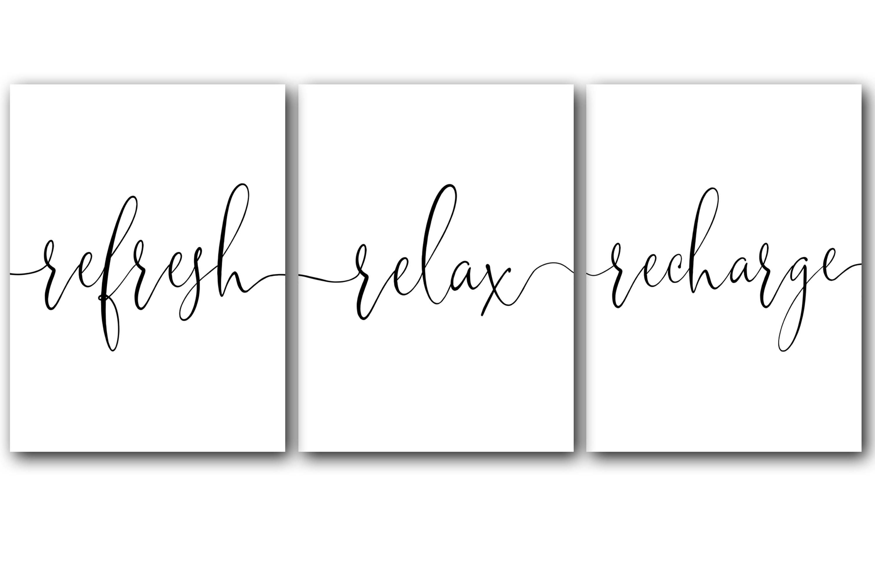Refresh Relax Recharge Set of 3 Prints Minimalist Art Home | Etsy