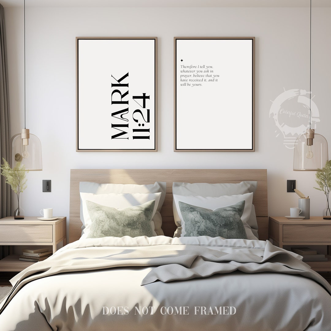 Mark 11:24, Bible Verse Quote, Set of 2 Poster Prints, Christian Home ...