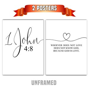 1 John 4:8, God is Love, Bible Verse Quote, Set of 2 Poster Prints ...