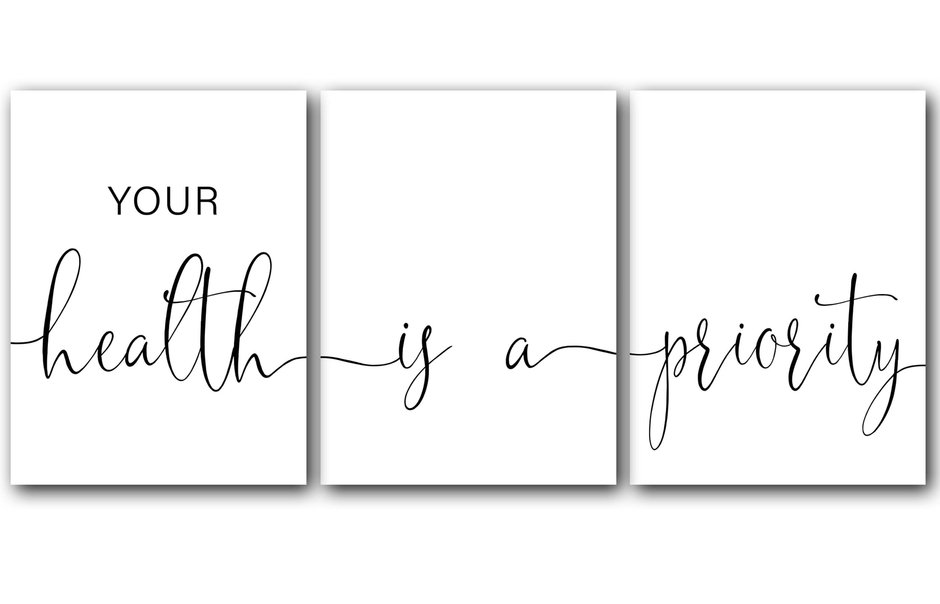 Your Health is A Priority Set of 3 Poster Prints Minimalist - Etsy