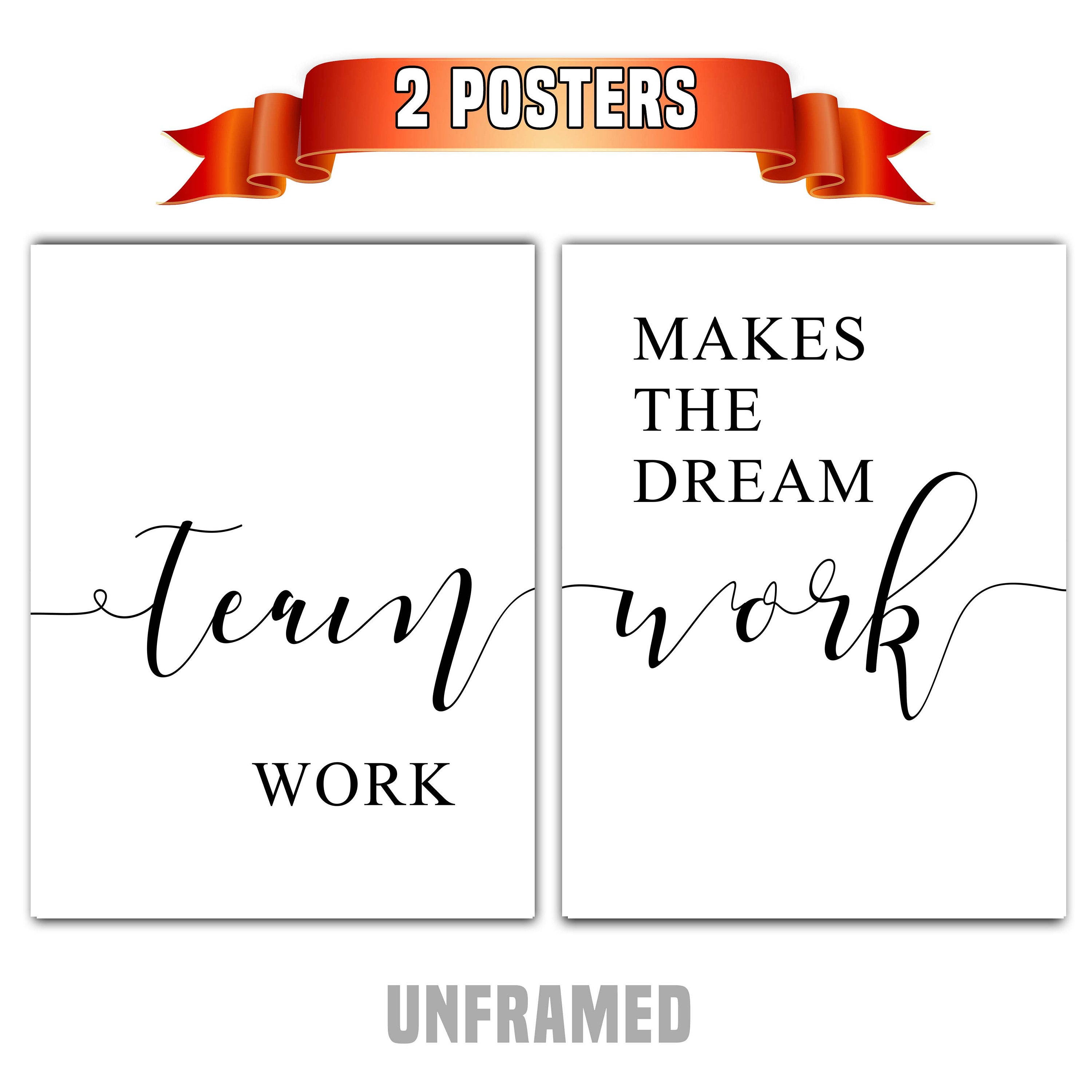 Teamwork Makes the Dream Work Wall Art Set of 2 Prints Life - Etsy