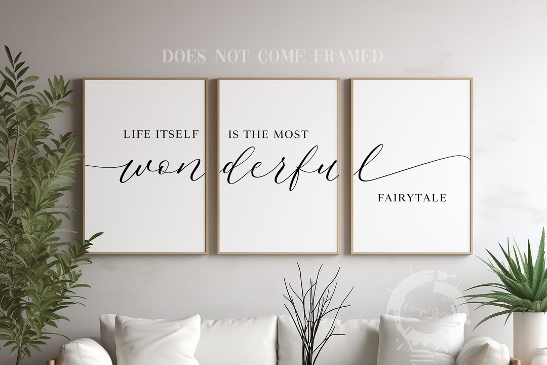 Life is a Fairytale, Set of 3 Posters, Inspirational Quote Art Prints ...