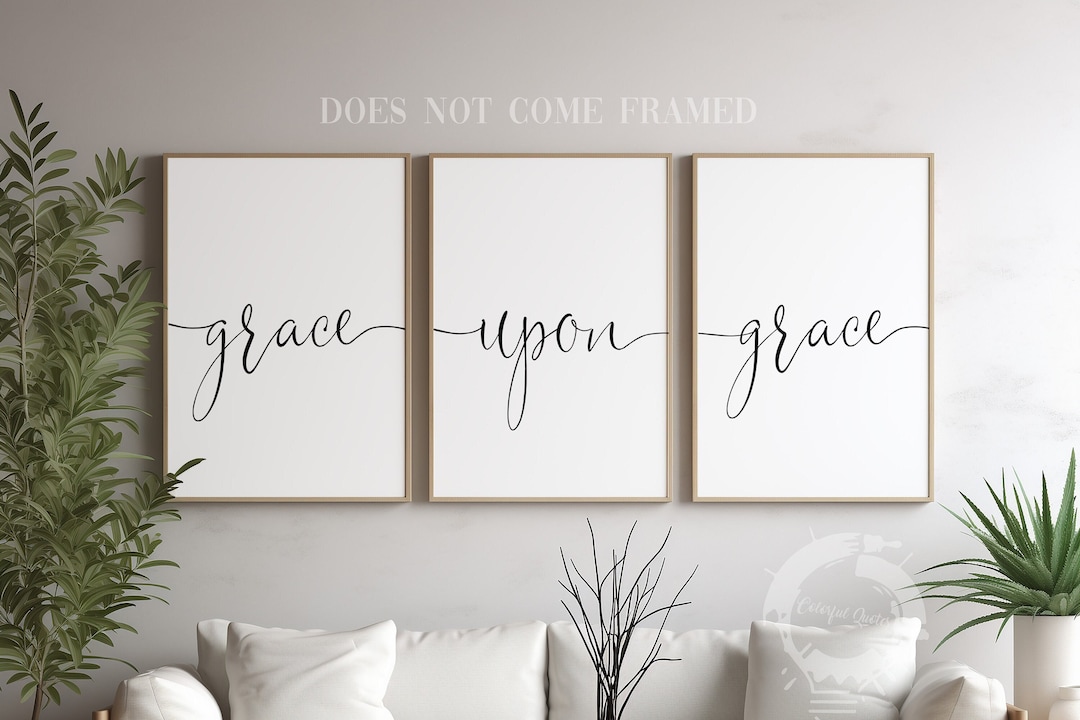 Grace Upon Grace, Religious Poster Prints Set, Minimalist Home Wall ...