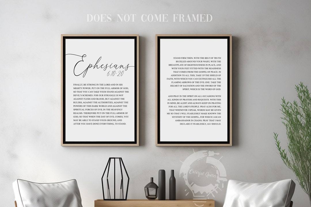Ephesians 6:10-20, Bible Verse Quote, Set of 2 Poster Prints, Christian ...
