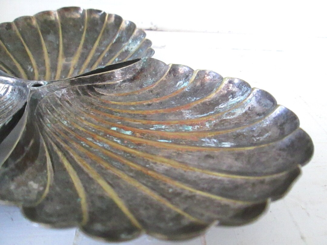 Shabby Vintage Silverplate Shell Server, Assemblage Art Supply ...