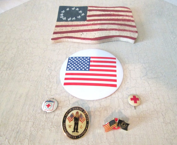Patriotic Pin/wood Collection Vintage Americana Assemblage - Etsy