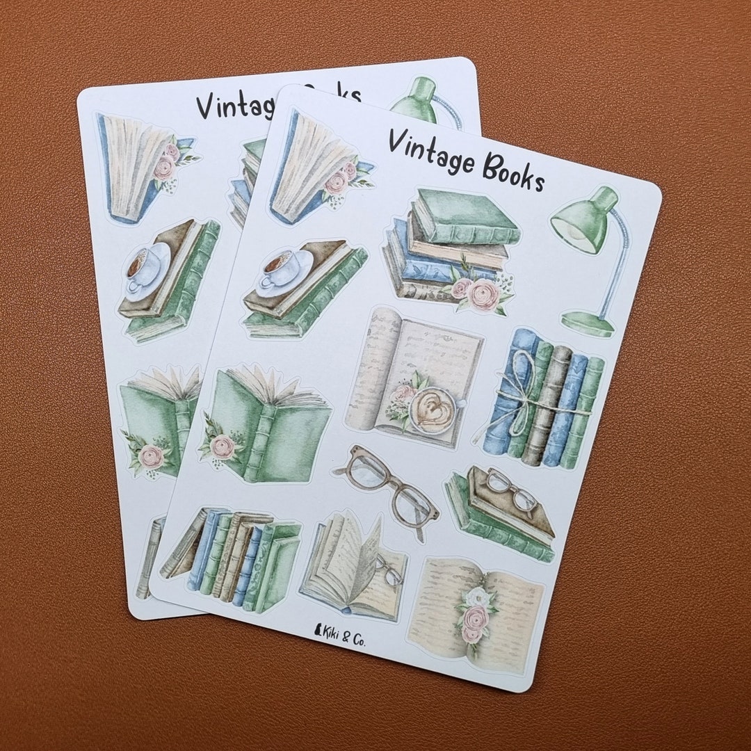 Vintage Books Sticker Sheet - Etsy