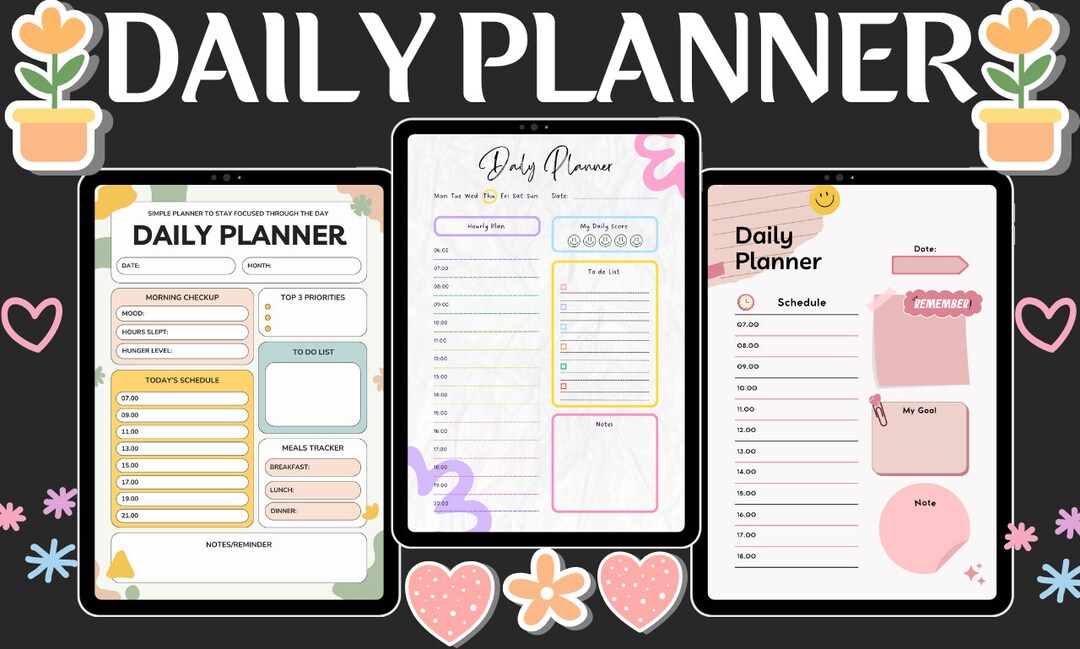 Pastel Abstract Daily Planner, Pink Purple Yellow Organizer, Playful ...