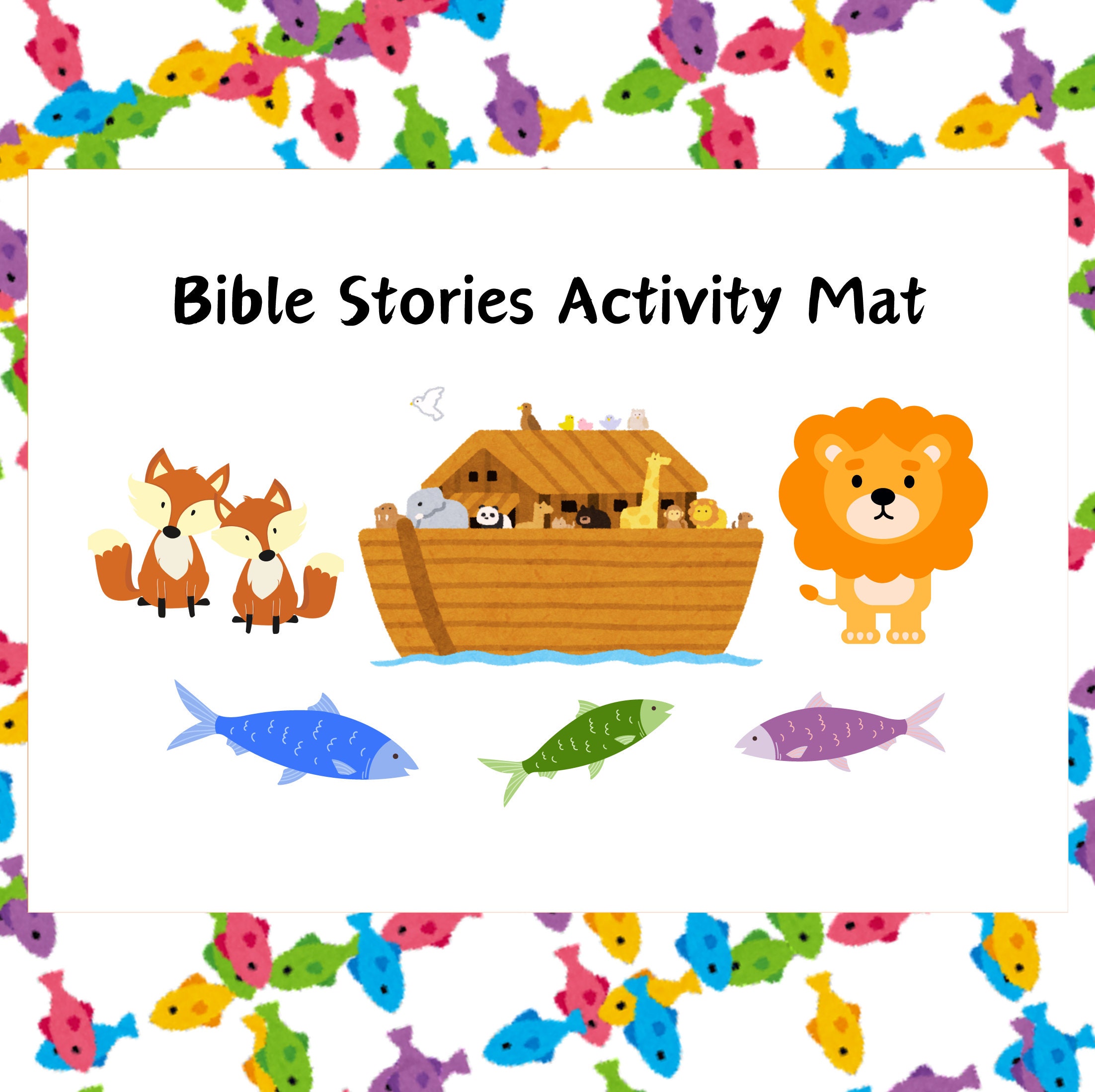 Bible Stories Activity Mat Printable Kids Bible Worksheet Sunday School ...