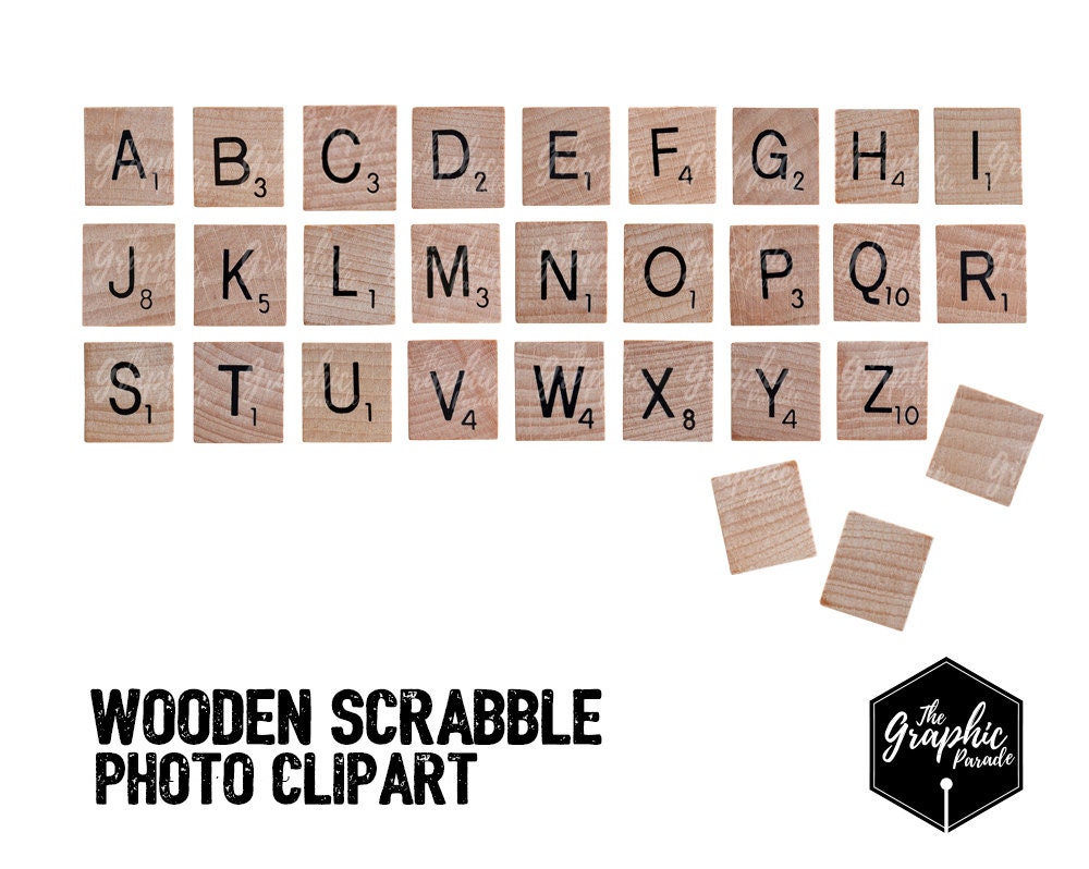 Wooden scrabble photo clipart / for personal and small | Etsy