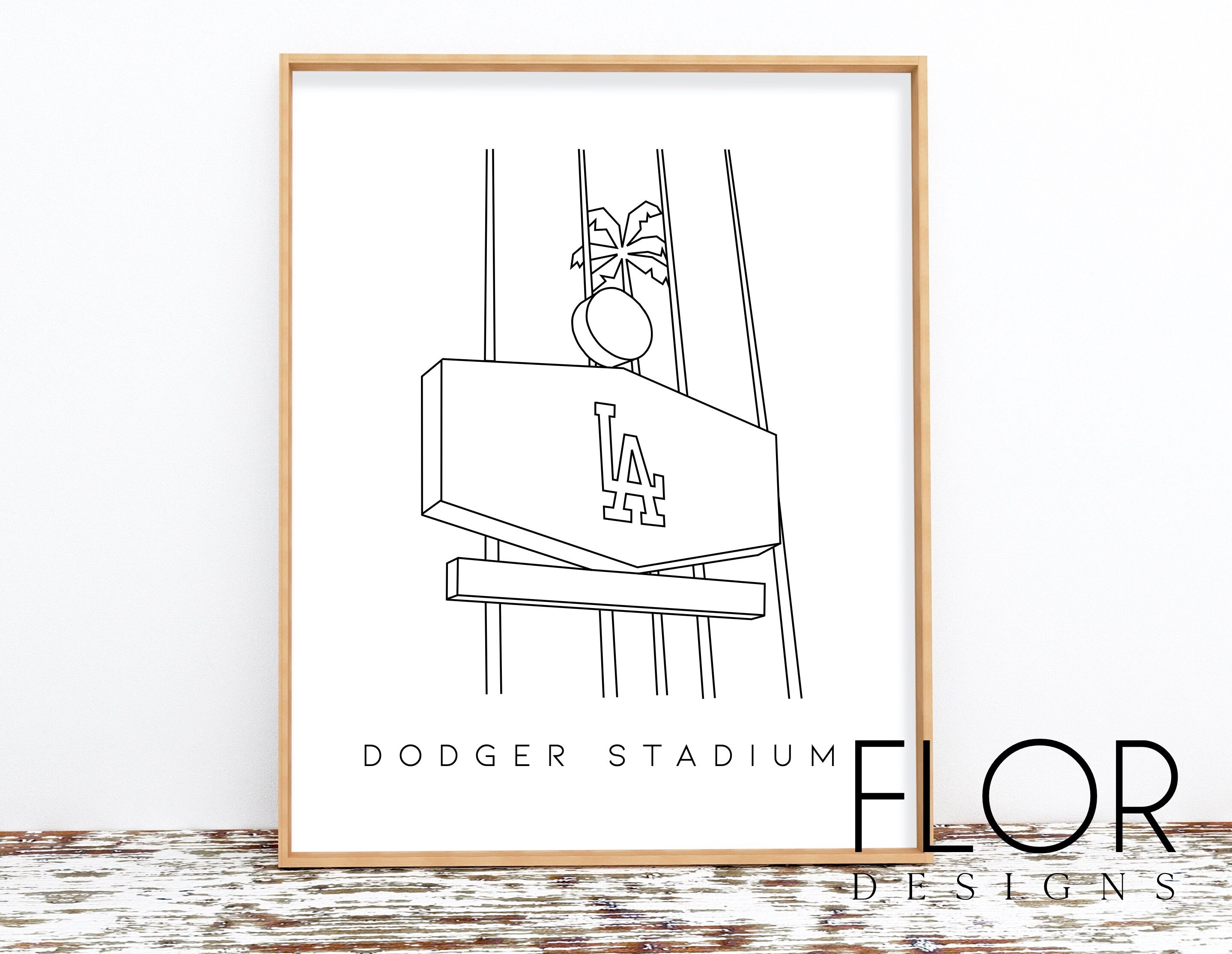 Dodger Stadium Printable Art Minimalist Poster Wall Art Downloadable ...