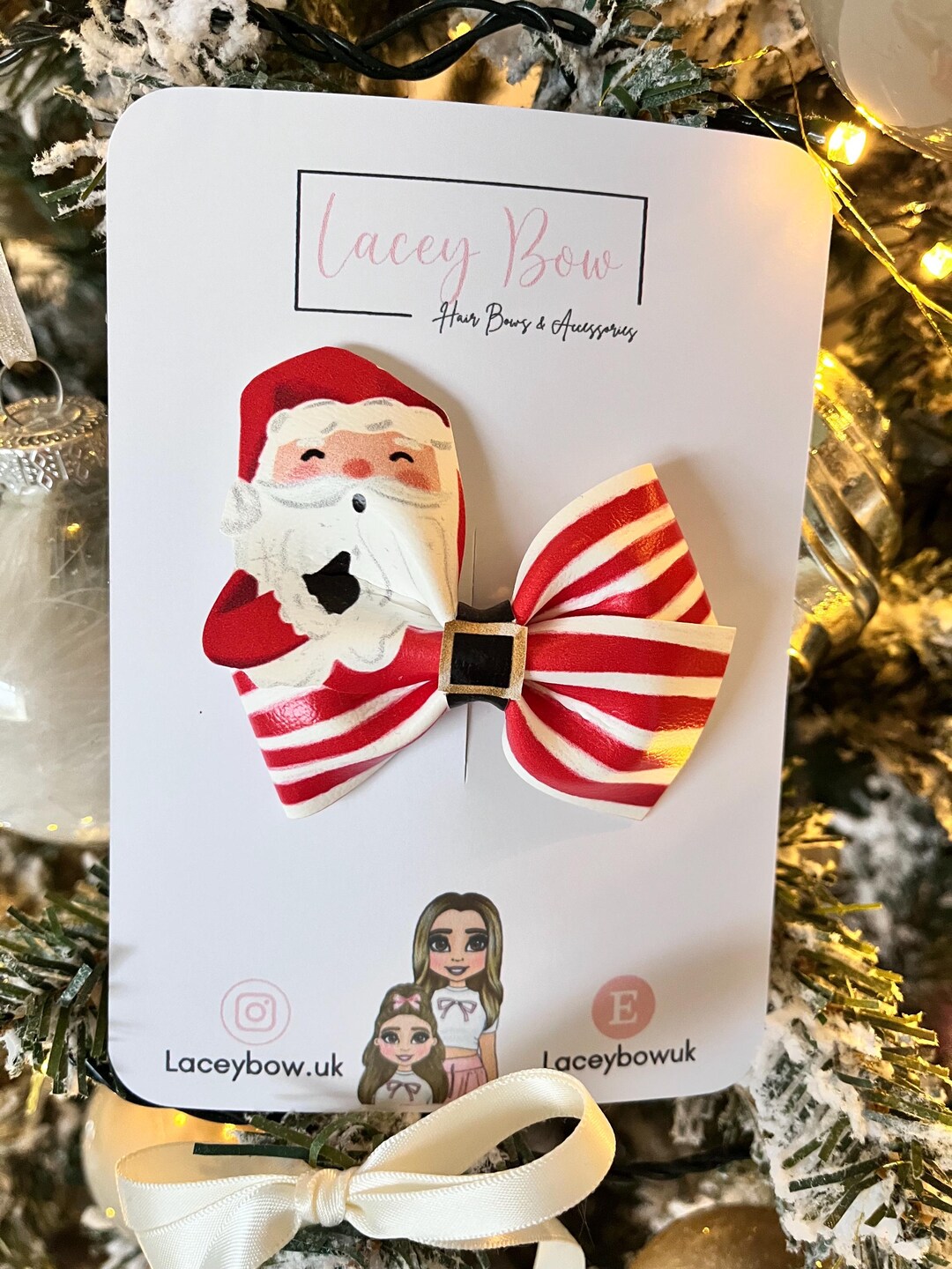 Santa Claus Hair Bow | Traditional Christmas Hair Bow | Father ...