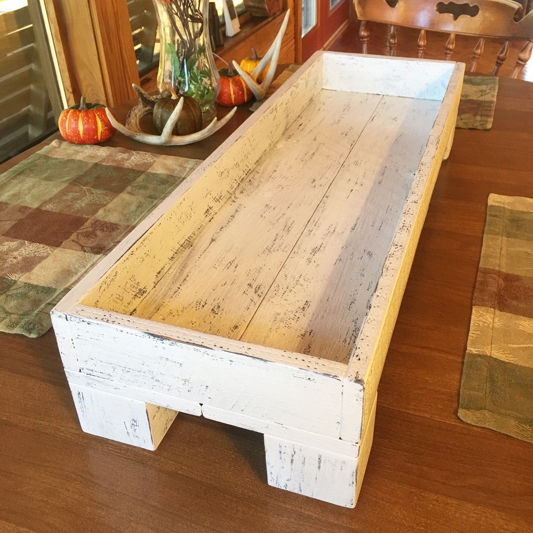 Farmhouse Box Chippy White Table Display Rustic Wood | Etsy