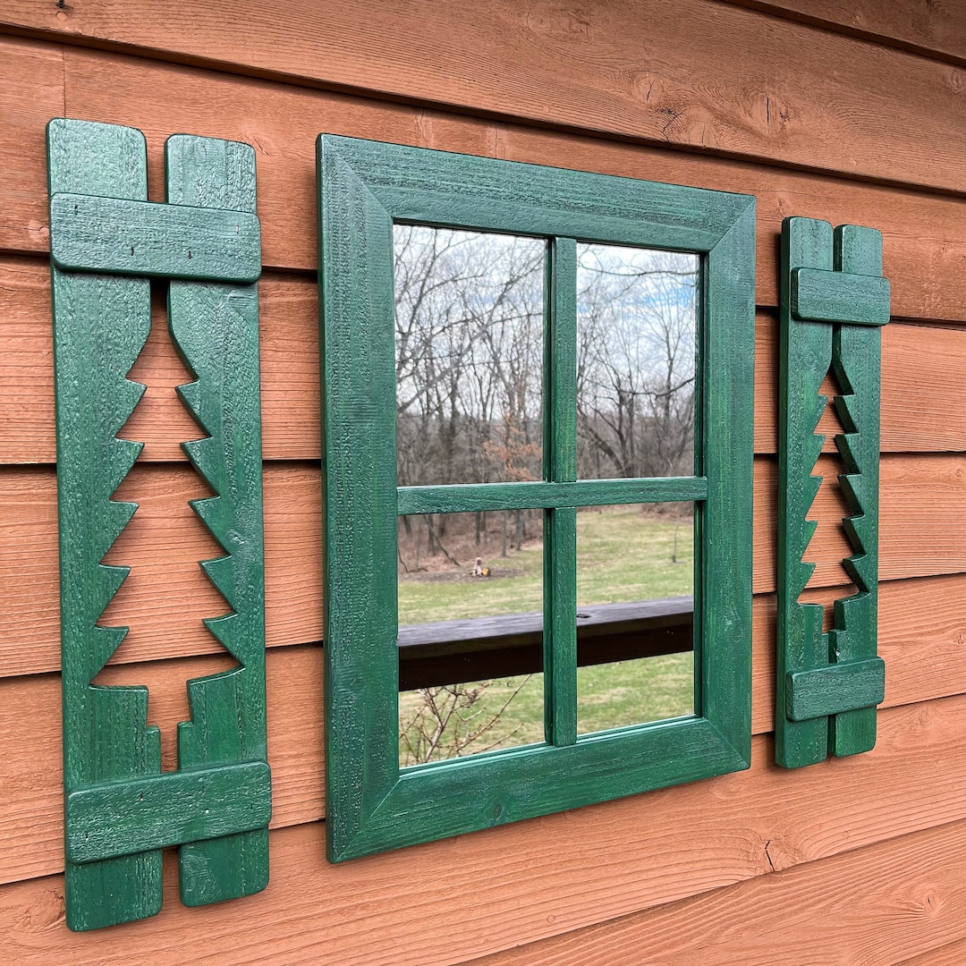 Shutter Mirror, Rustic Rustic Wood Decor Lake House, Western, Lodge ...