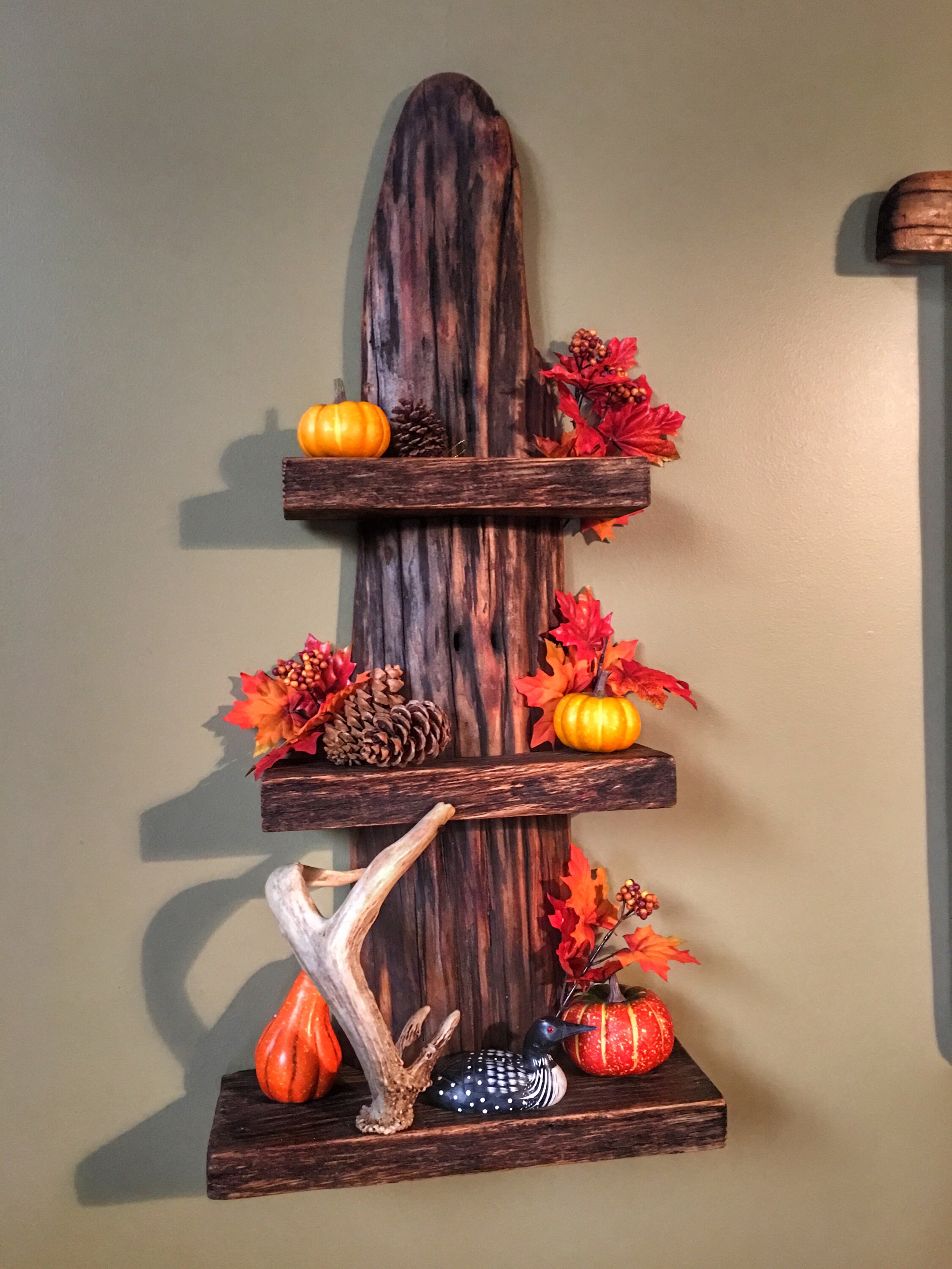 Antler Artdriftwood Shelf Crystallake House Decorcabin | Etsy