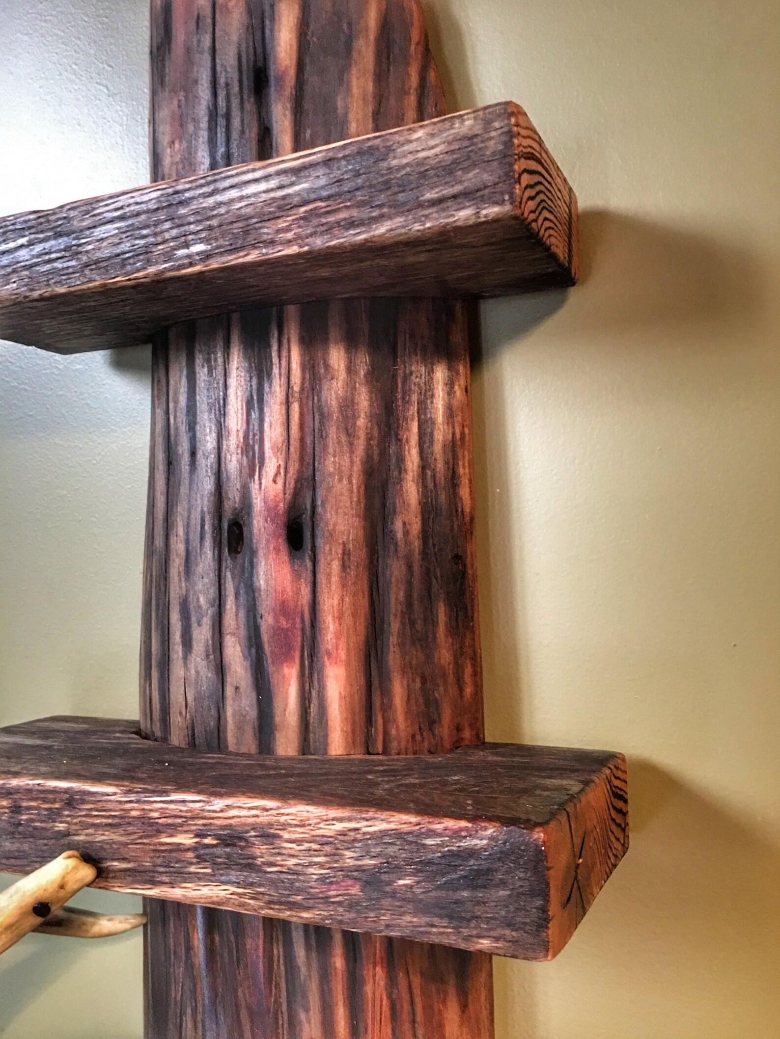 Antler Artdriftwood Shelf Crystallake House Decorcabin | Etsy