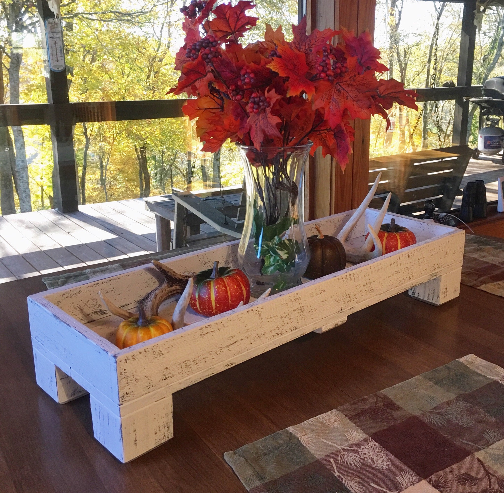 Farmhouse Box Chippy White Table Display Rustic Wood | Etsy