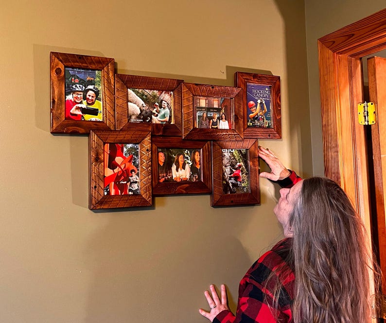 Rustic Reclaimed Wood Collage Picture Frame, 7 Photo Display - Etsy