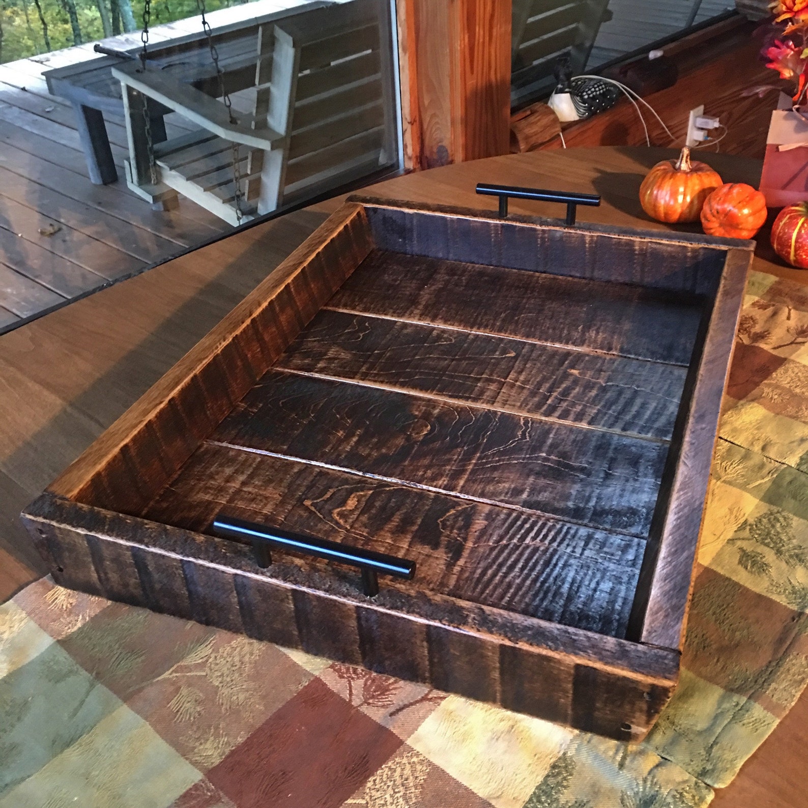 Serving Tray Farmhouse Table Centerpiece Rustic Wood | Etsy