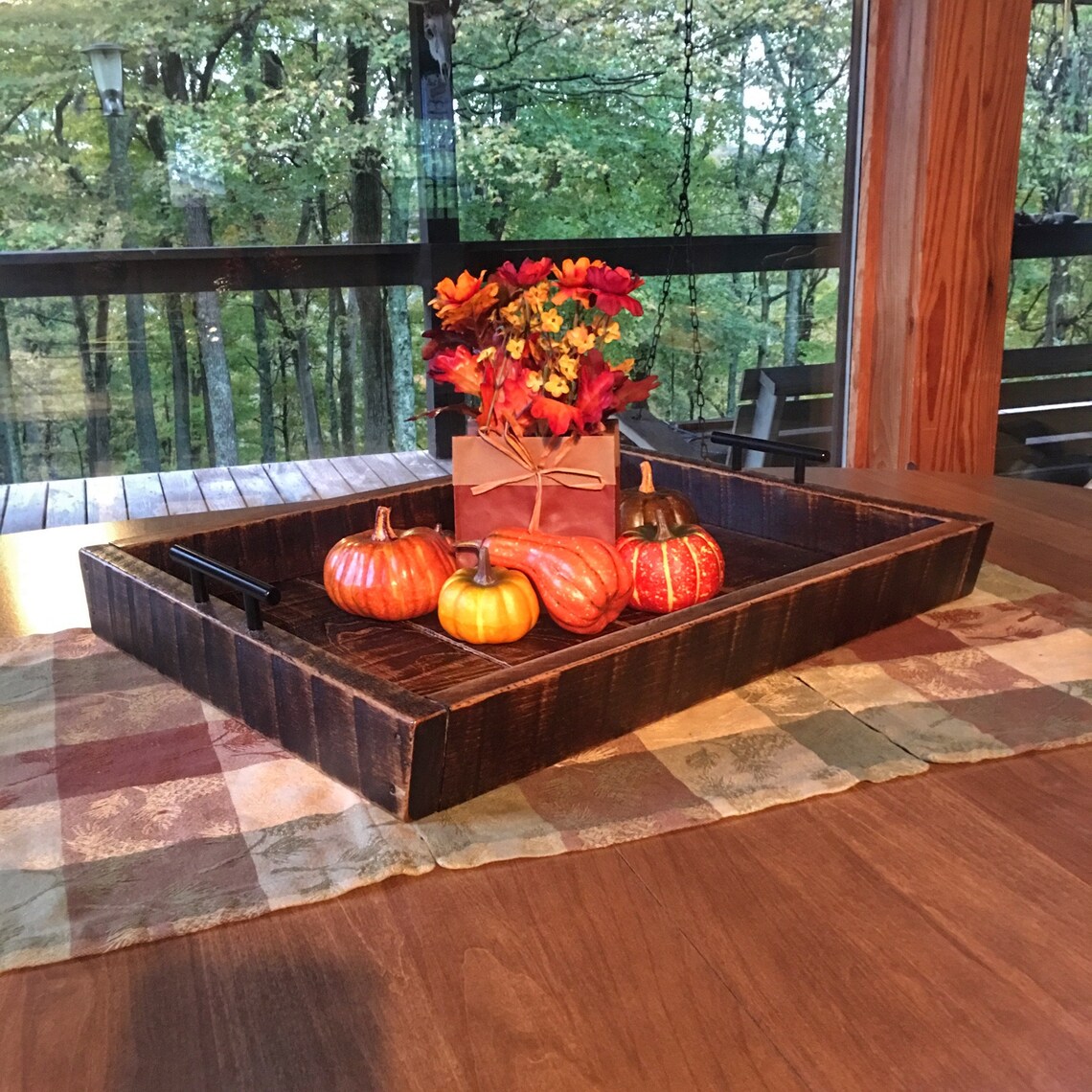 Serving Tray Farmhouse Table Centerpiece Rustic Wood - Etsy